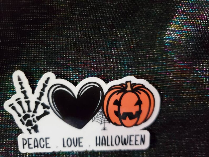Peace Love Halloween 3 Spooky Vinyl Sticker | Etsy