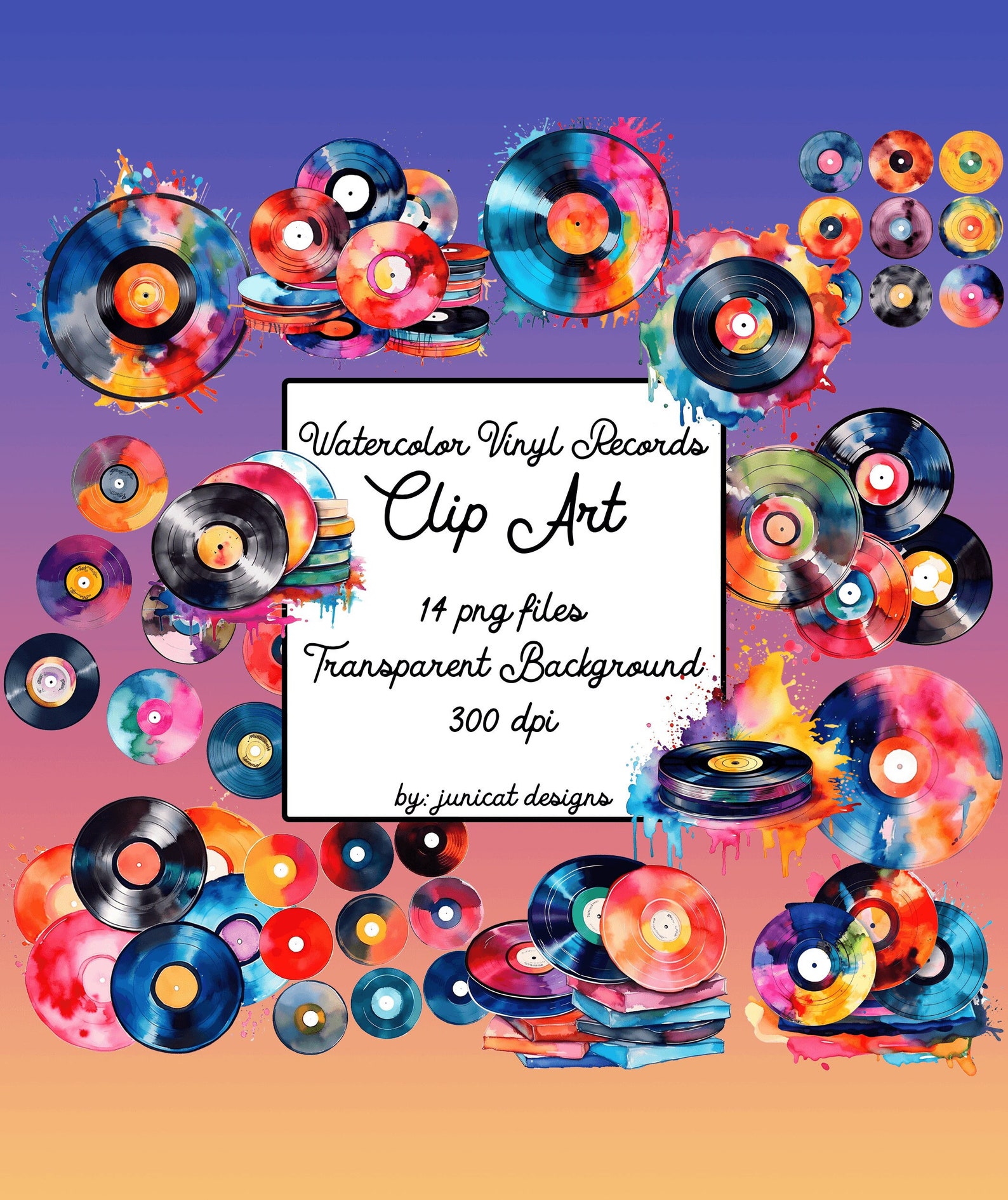 Vinyl Records Clipart, Record Clip Art, Digital Download, Instant ...
