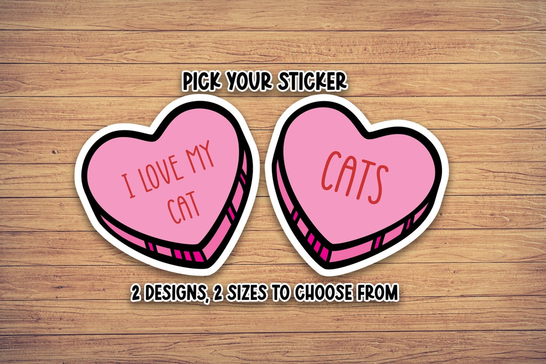 Cat Heart Sticker, I Love My Cat Sticker, Cat Mom Gifts, Cat Lover Gift ...