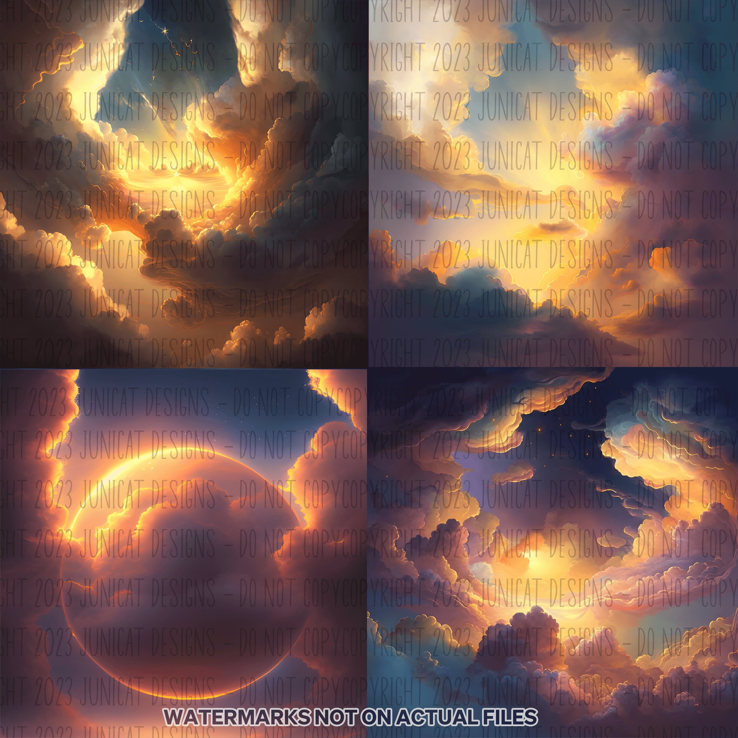 Cloudscapes Digital Paper Pack, Collage Paper, Clouds Clip Art ...