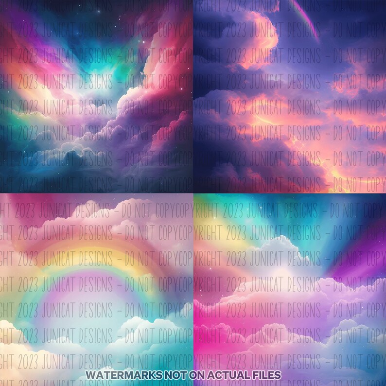 Cloudscapes Digital Paper Pack, Collage Paper, Clouds Clip Art ...