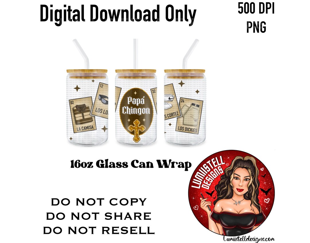 Papa Chingon, Brown, Chicano, Cholo, Hispanic, Libbey Wrap, 16oz. Glass ...