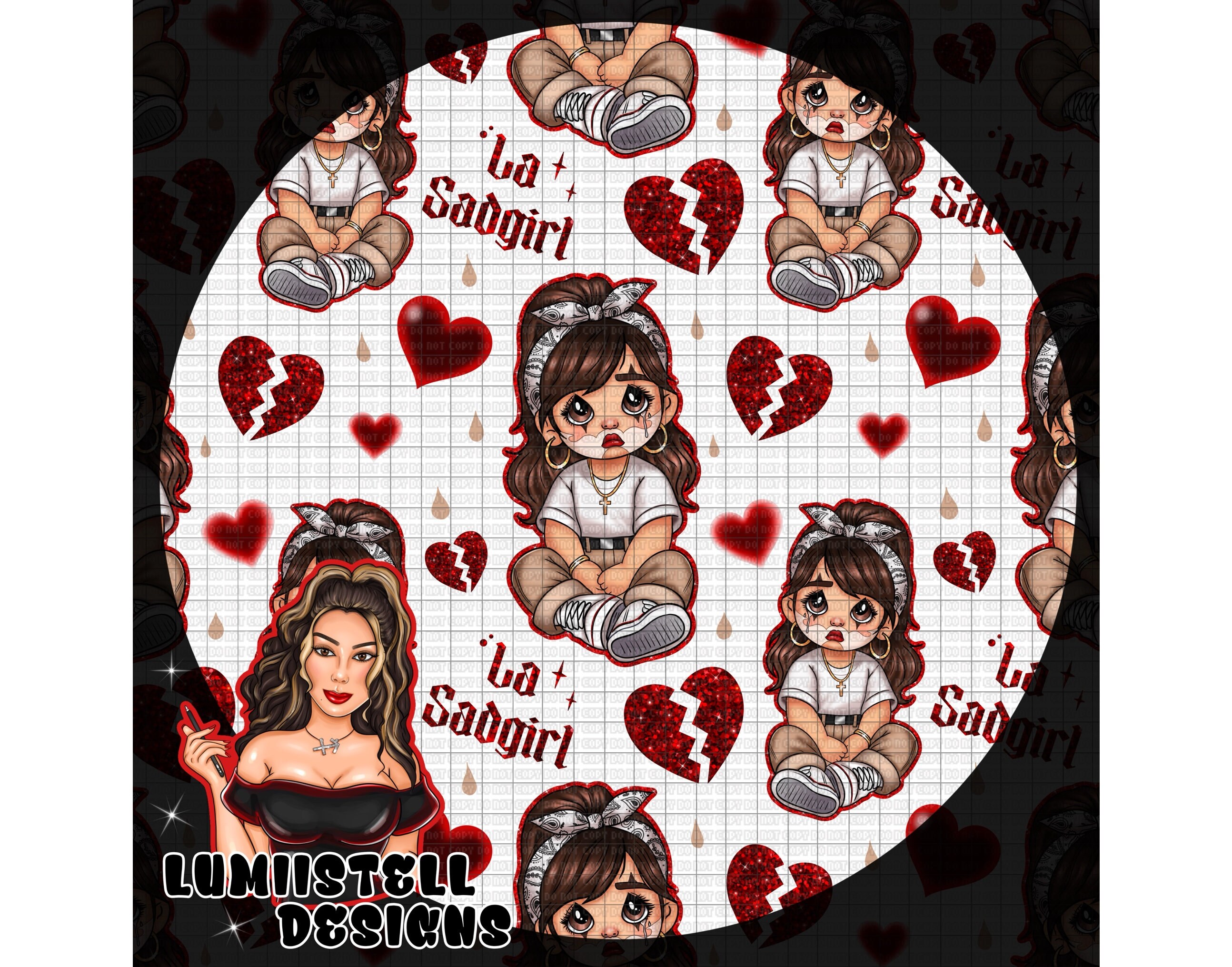 ORIGINAL DESIGN, La Sad Girl, Chicano, Seamless, PNG File, Digital ...