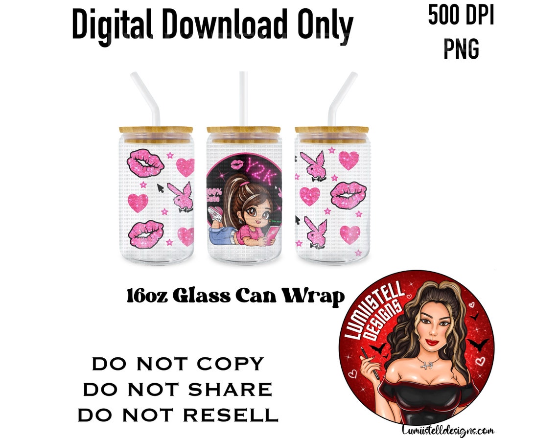 ORIGINAL DESIGN, Y2K Girl, Myspace, Libbey Wrap, 16oz. Glass Wrap, PNG ...