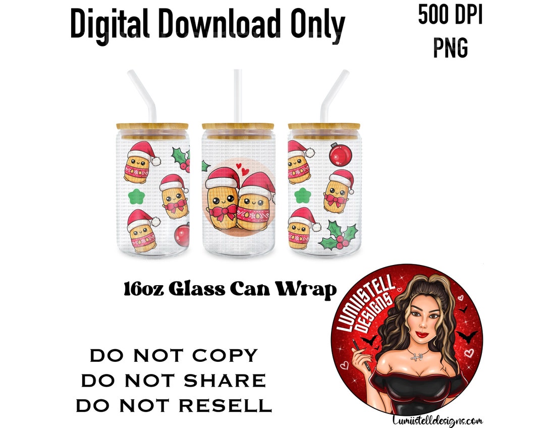Cute Xmas Tamales Hispanic, Libbey Wrap, 16oz. Glass Wrap, PNG, Digital ...