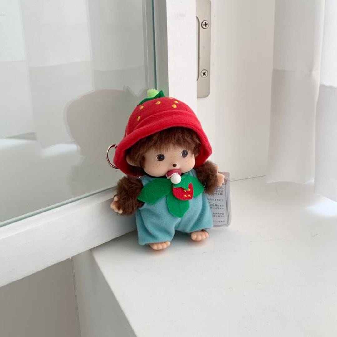Jammy Strawberry Baby Monkey Doll Keychain: Kawaii Fruit Costume Plush ...