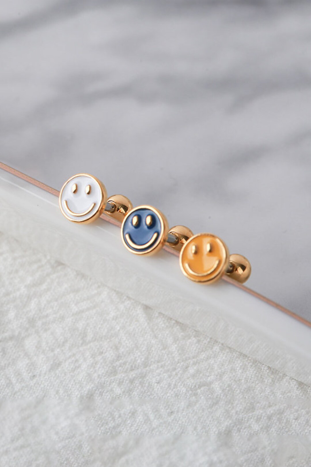 JOLLY Smiley Face Piercing Type Earrings Surgical Steel Helix Barbell ...