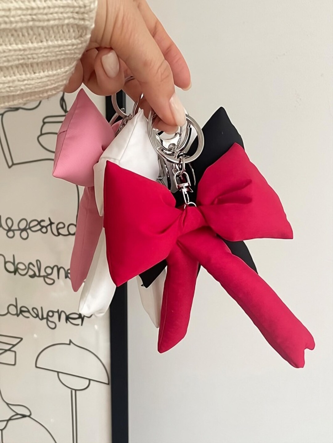 Bea Keychain | Trendy Padded Ribbon Charm on Keyring | Kitschy ...