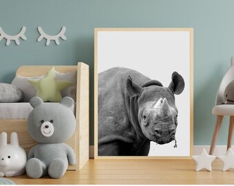 Black Rhino Poster - Etsy