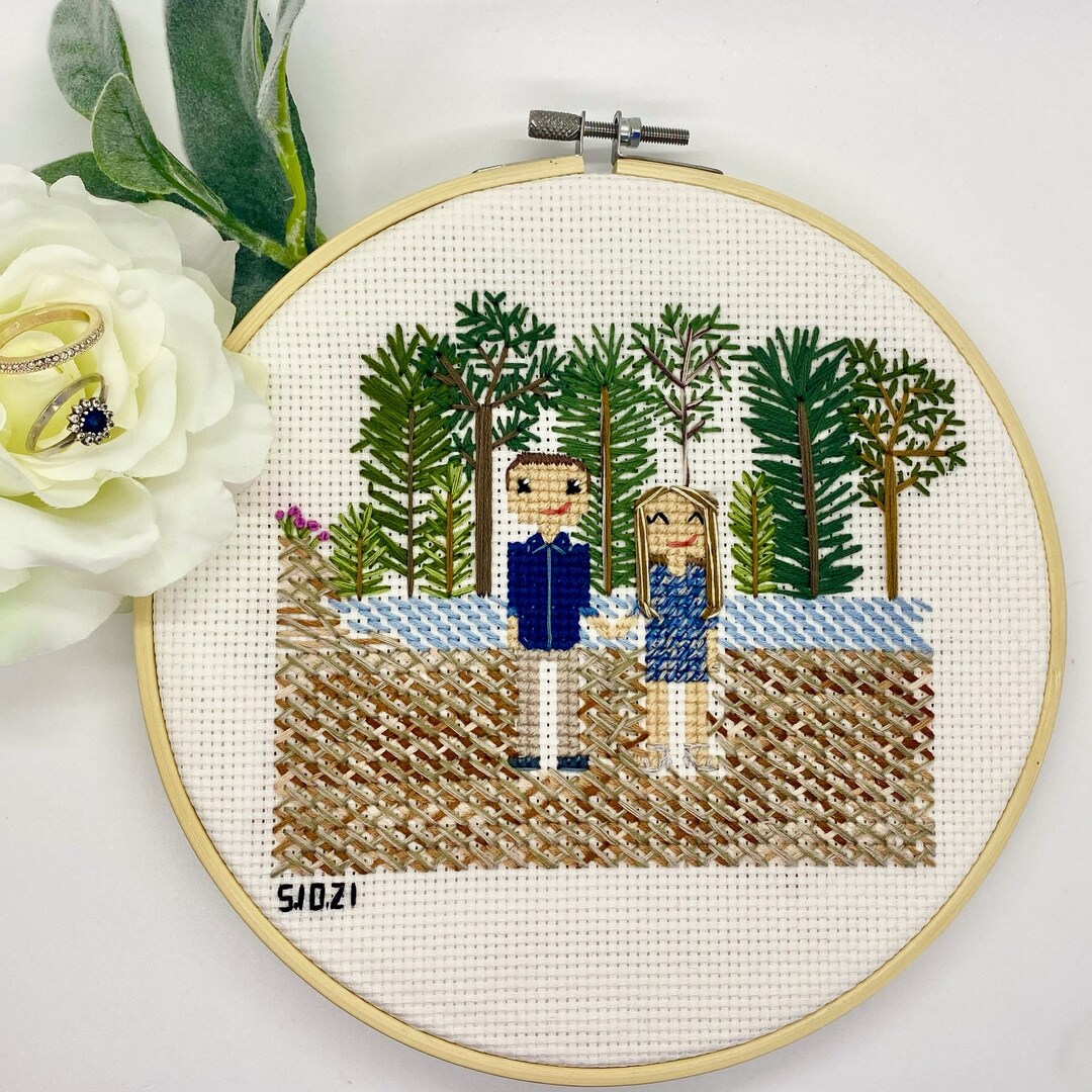 Full Scene Cross Stitch People Portraits - Fully Customizable - Etsy