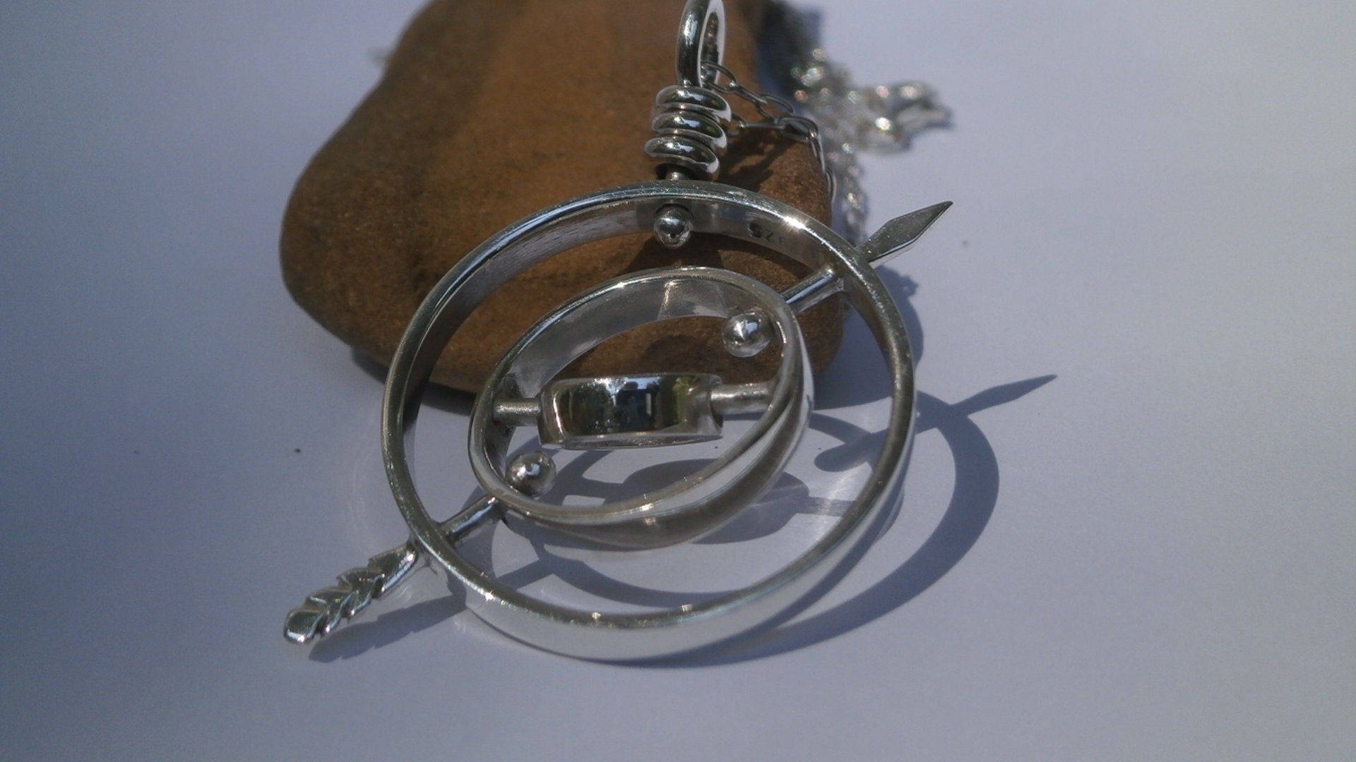 Sterling Silver Gyroscope Neclace, Moving Rings Pendant, Moving Parts ...
