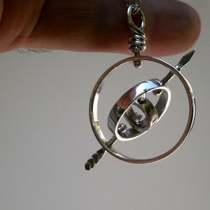Sterling Silver Gyroscope Neclace, Moving Rings Pendant, Moving Parts ...