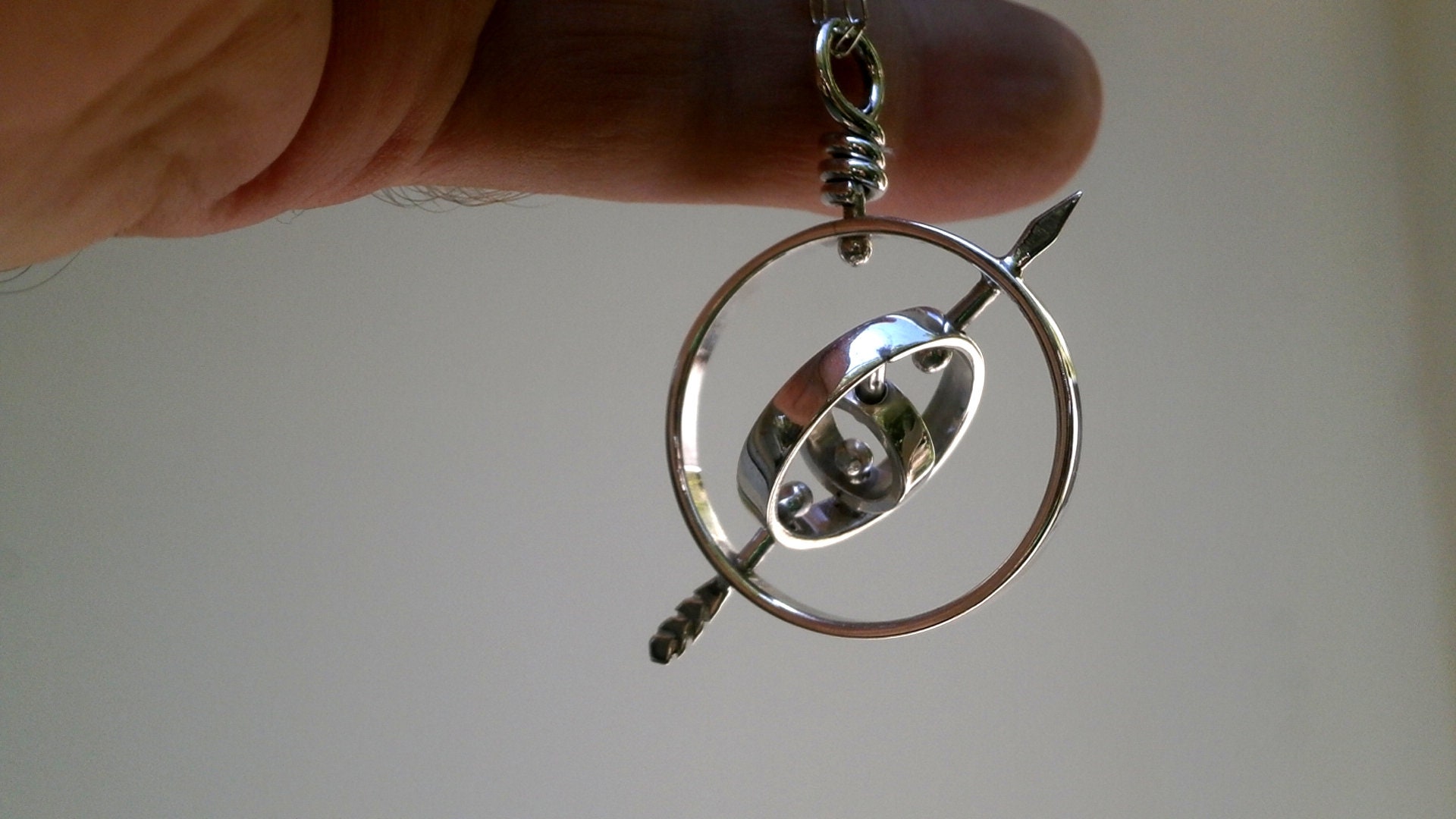 Sterling Silver Gyroscope Neclace, Moving Rings Pendant, Moving Parts ...