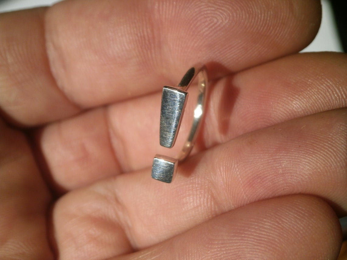 Silver Question Mark Ring, Exclamation Mark Ring, Adjustable Statement ...
