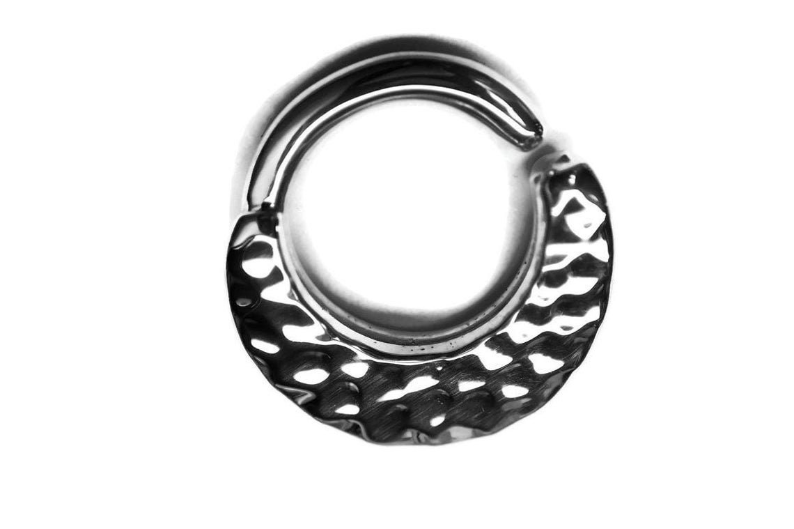 Wide Septum Nose Ring Thick Gauge Sterling Silver, Shiny-mate-hammered ...