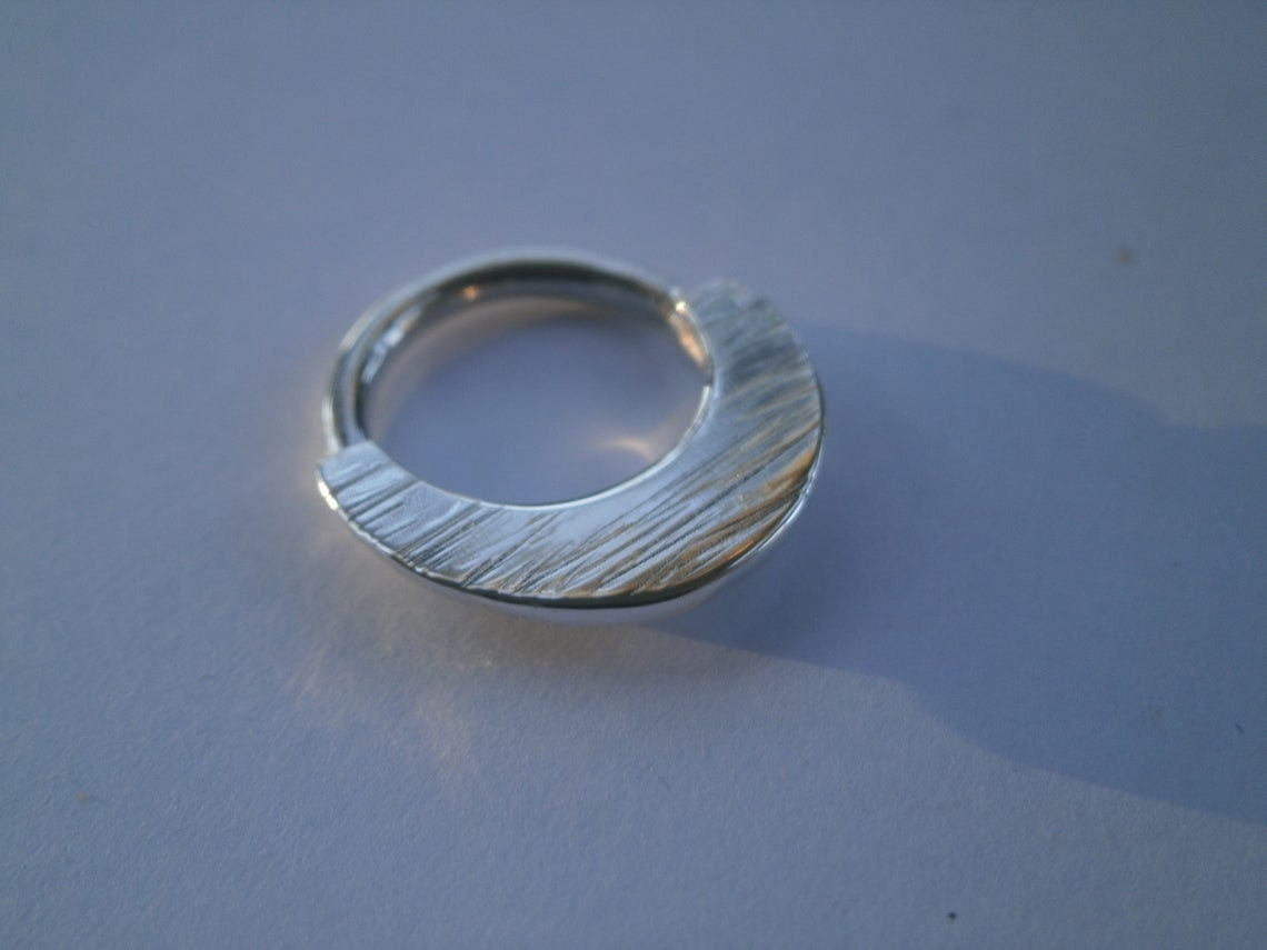 Wide Septum Nose Ring Thick Gauge Sterling Silver, Shiny-mate-hammered ...