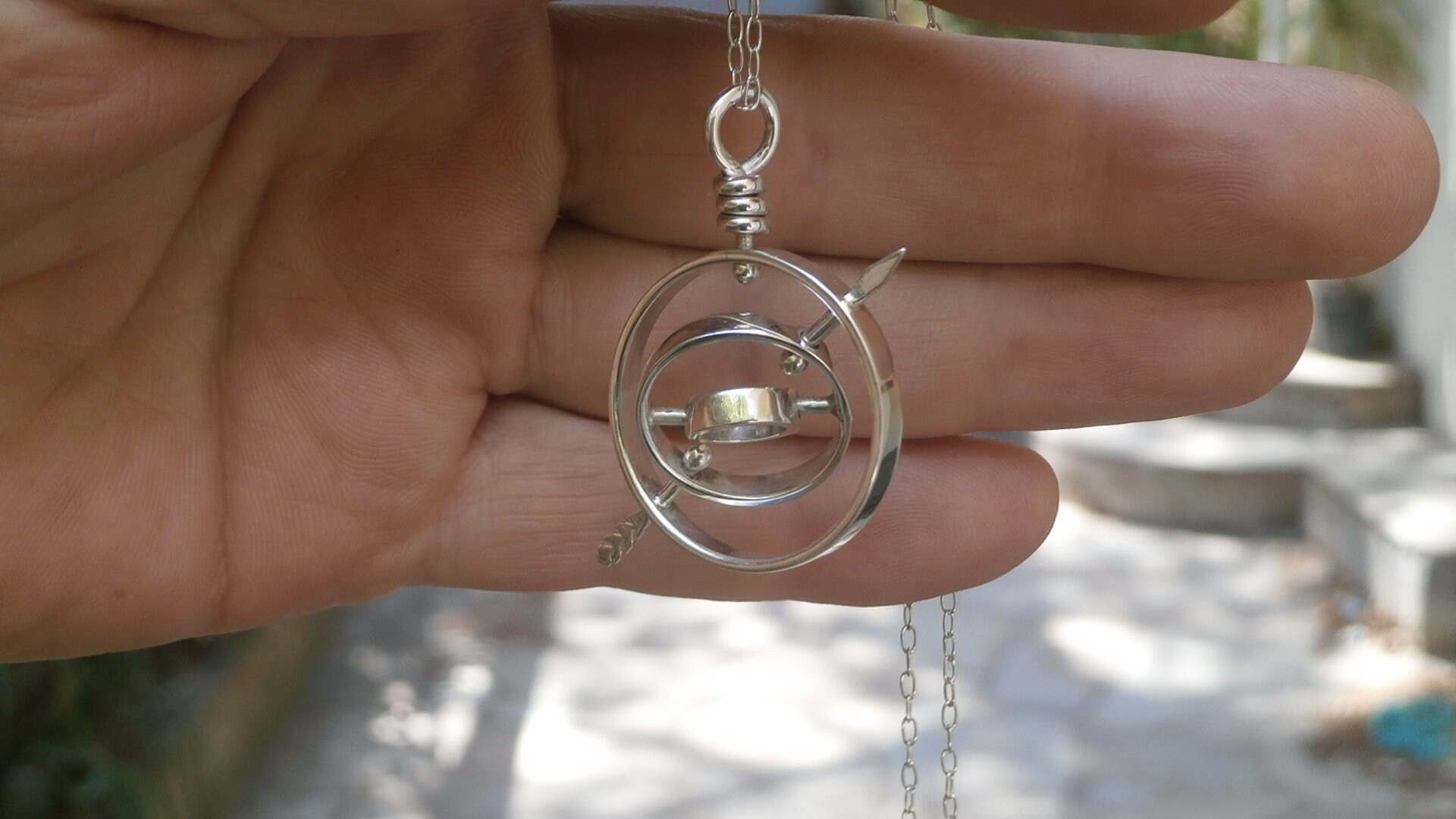 Sterling Silver Gyroscope Necklace: Handmade Moving Rings Pendant - Etsy