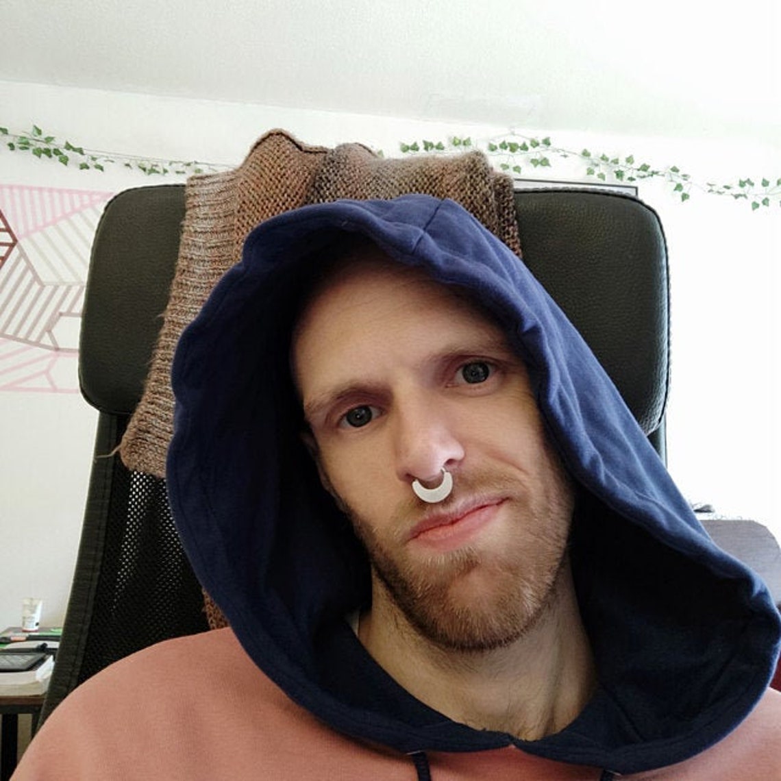 Wide Septum Nose Ring Thick Gauge Sterling Silver, Shiny-mate-hammered ...