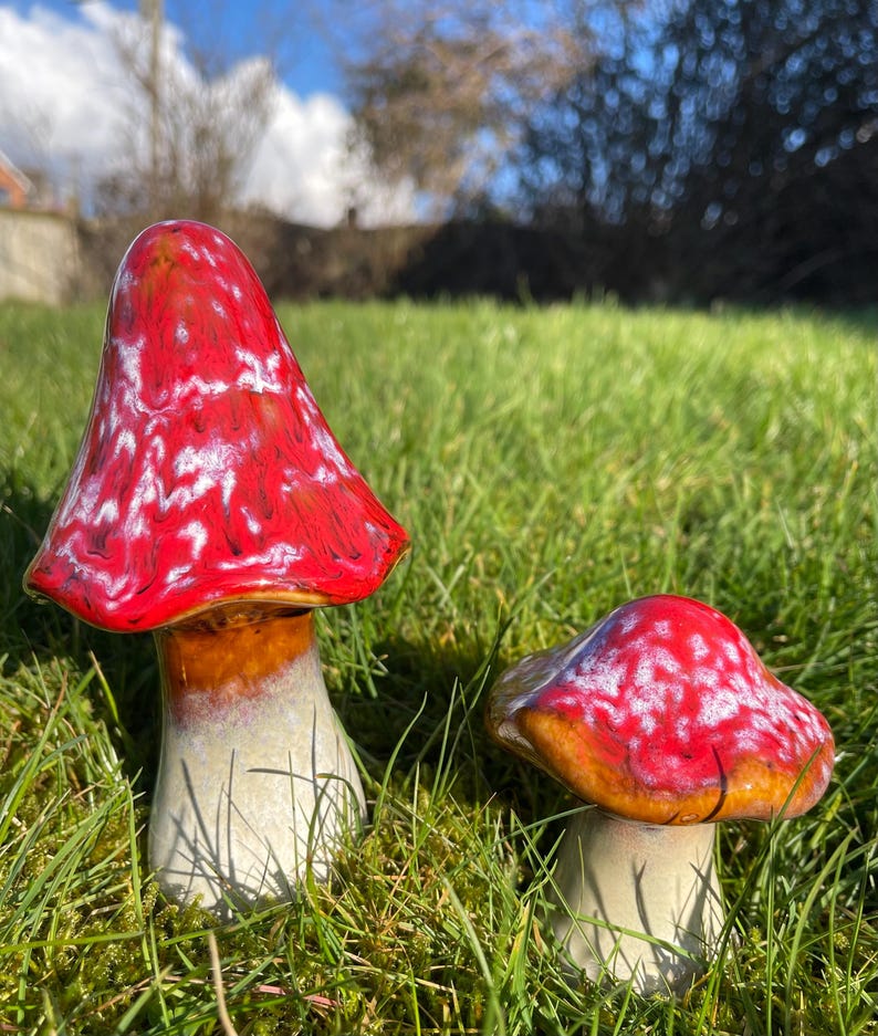 Ceramic Glazed Toadstools Ideal Indoor or Out Decoration - Etsy