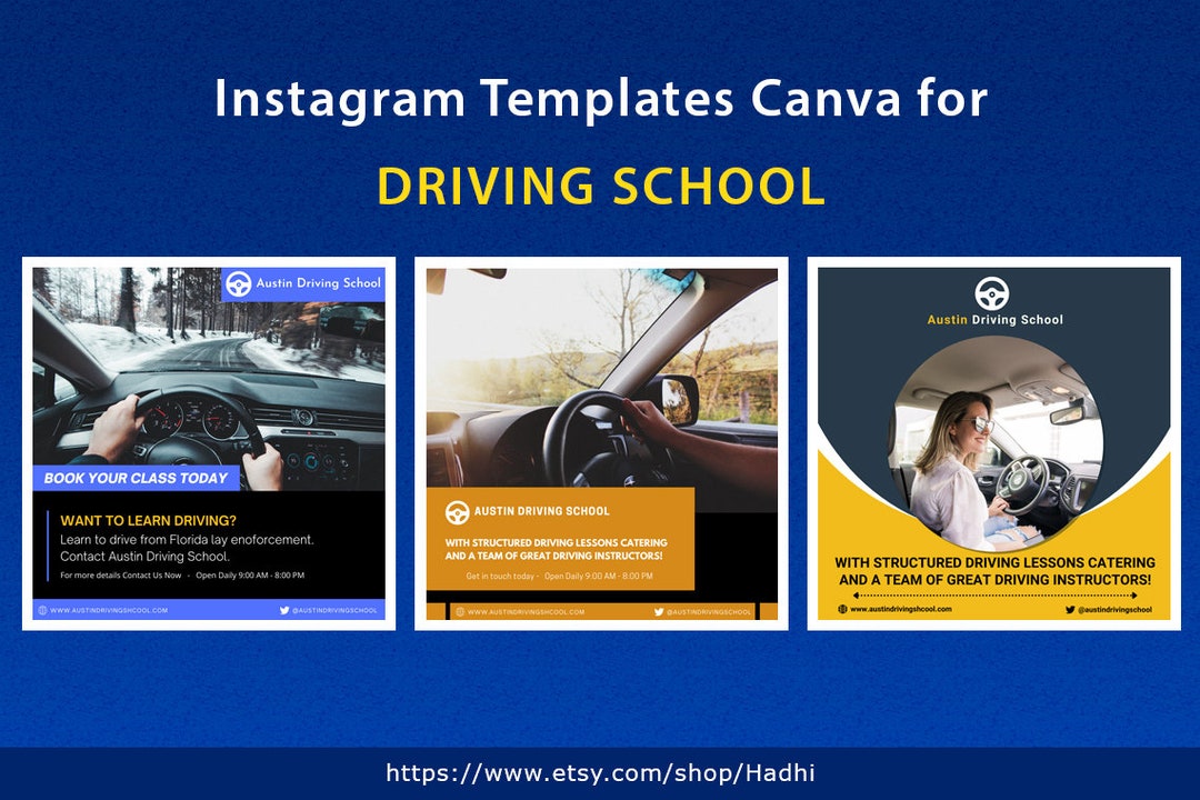 Driving School Instagram Templates, Canva, Set of 25 Templates - Etsy