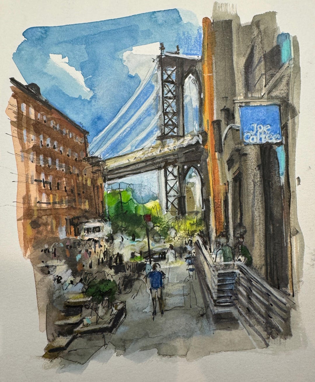 NYC SKETCH - "iconic Dumbo Manhattan Bridge View" - Etsy