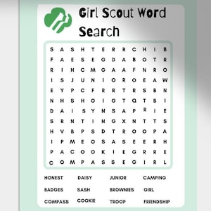 Girl Scout WORD SEARCH Activity - Etsy