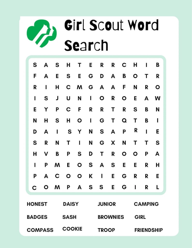 Girl Scout WORD SEARCH Activity - Etsy UK