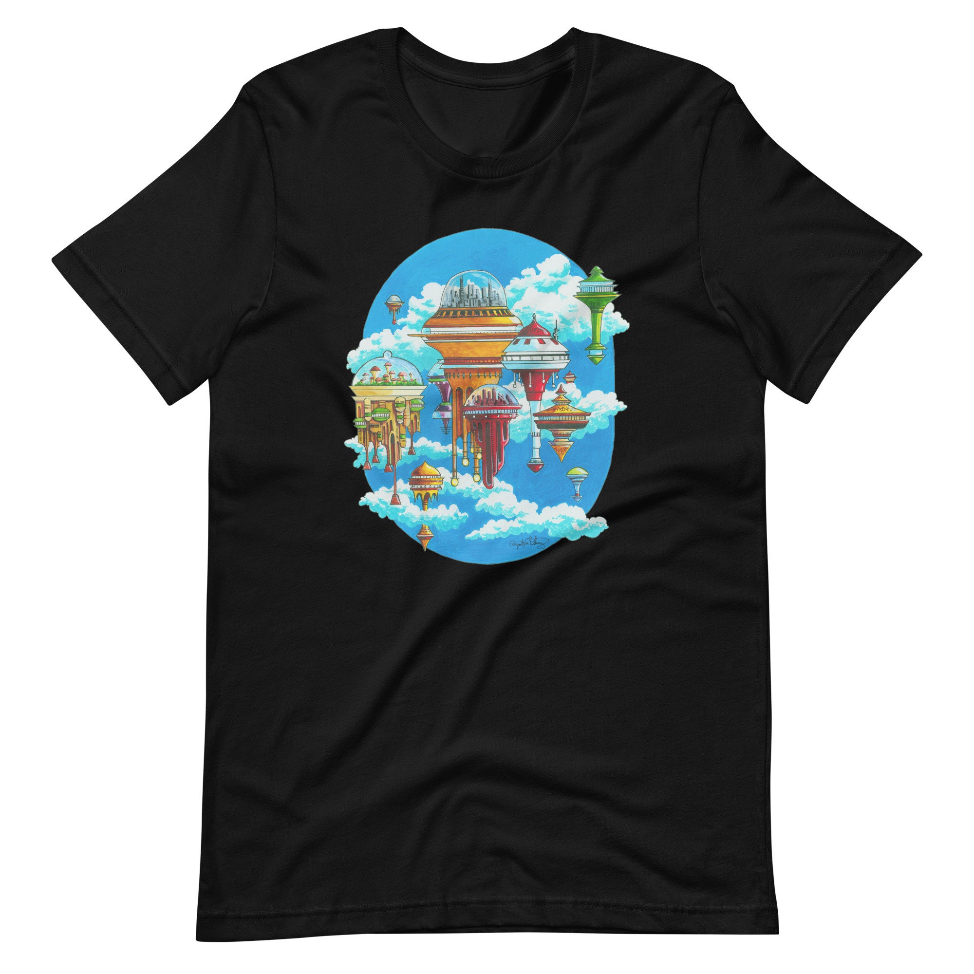 Science Fiction Floating Cities. Sky Filled With Futuristic Floating ...