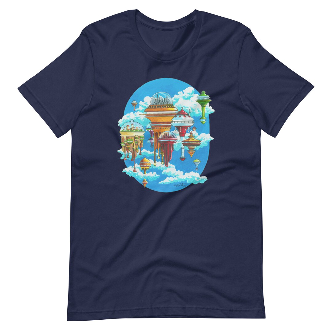 Science Fiction Floating Cities. Sky Filled With Futuristic Floating ...