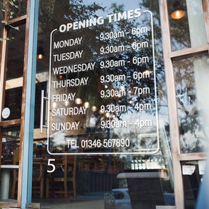 Custom Business Opening Hours Vinyl - Etsy