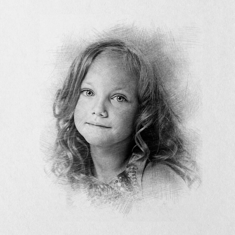Pencil Drawing Portrait From Photo Digital Sketch From Photo - Etsy