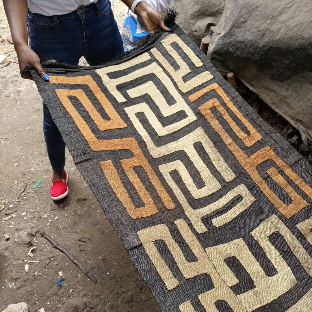 116x24 INCH Bakuba Tribe Original Clothes Textile Tapestry Kasai DRC ...