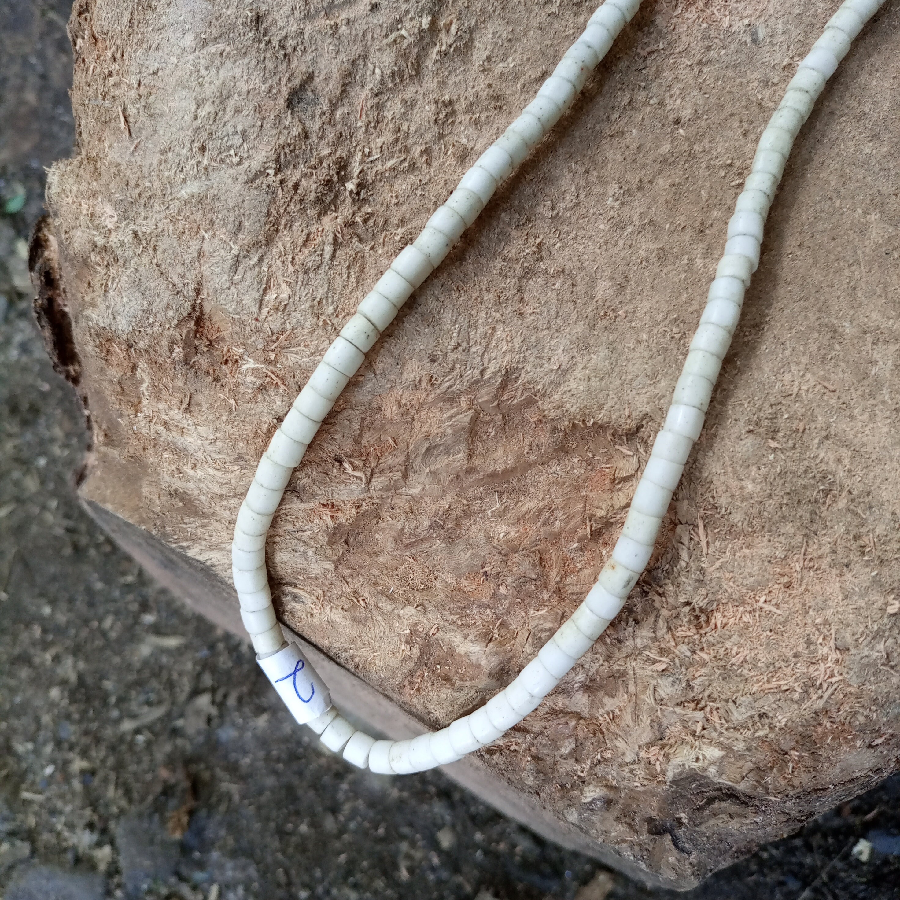 24IN Necklace Night Crow Bird Bone Beads & Sisel Lake Turkana ...