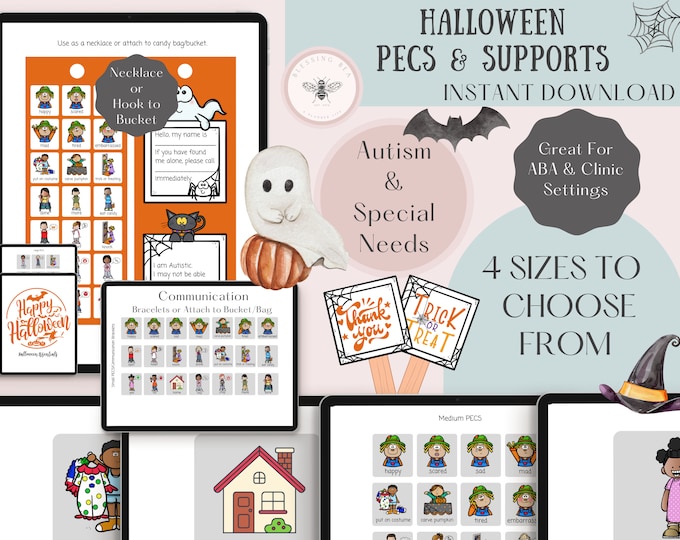 Halloween Essentials PECS Communication Bracelets Trick or Treat Sign ...