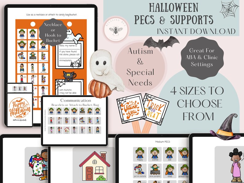 Halloween Essentials PECS Communication Bracelets Trick or Treat Sign ...