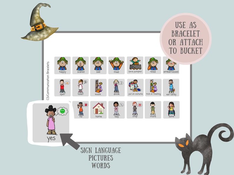 Halloween Essentials PECS Communication Bracelets Trick or Treat Sign ...