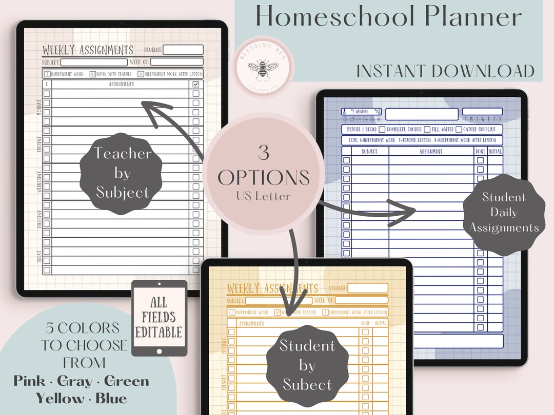 Homeschool Planner, Download, Editable, Student, Teacher, Independent ...