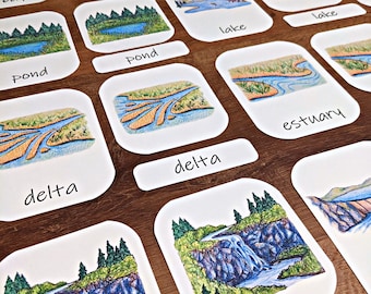 Landforms Bodies of Water Montessori Nomenclature 5-part Card Booklet ...