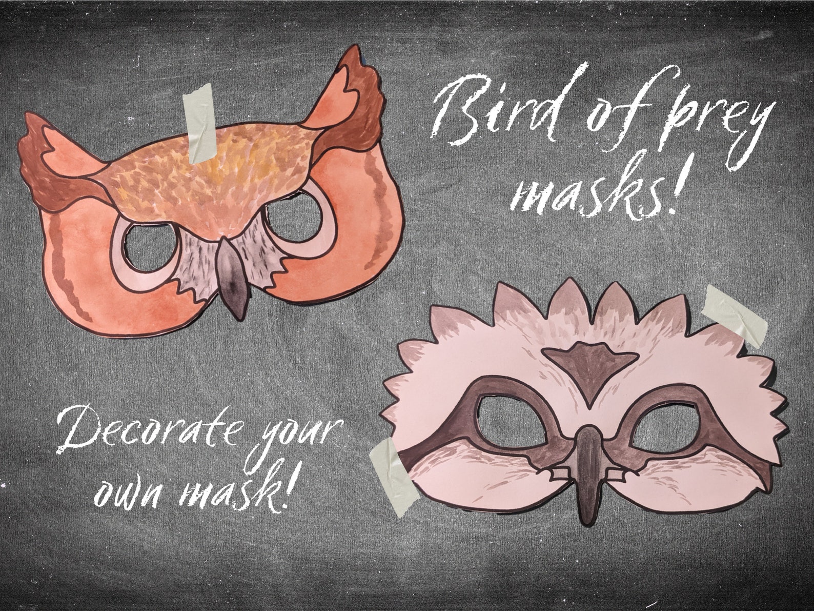 Two Printable Bird Masks: Decorate Your Own Osprey and Owl Masks ...