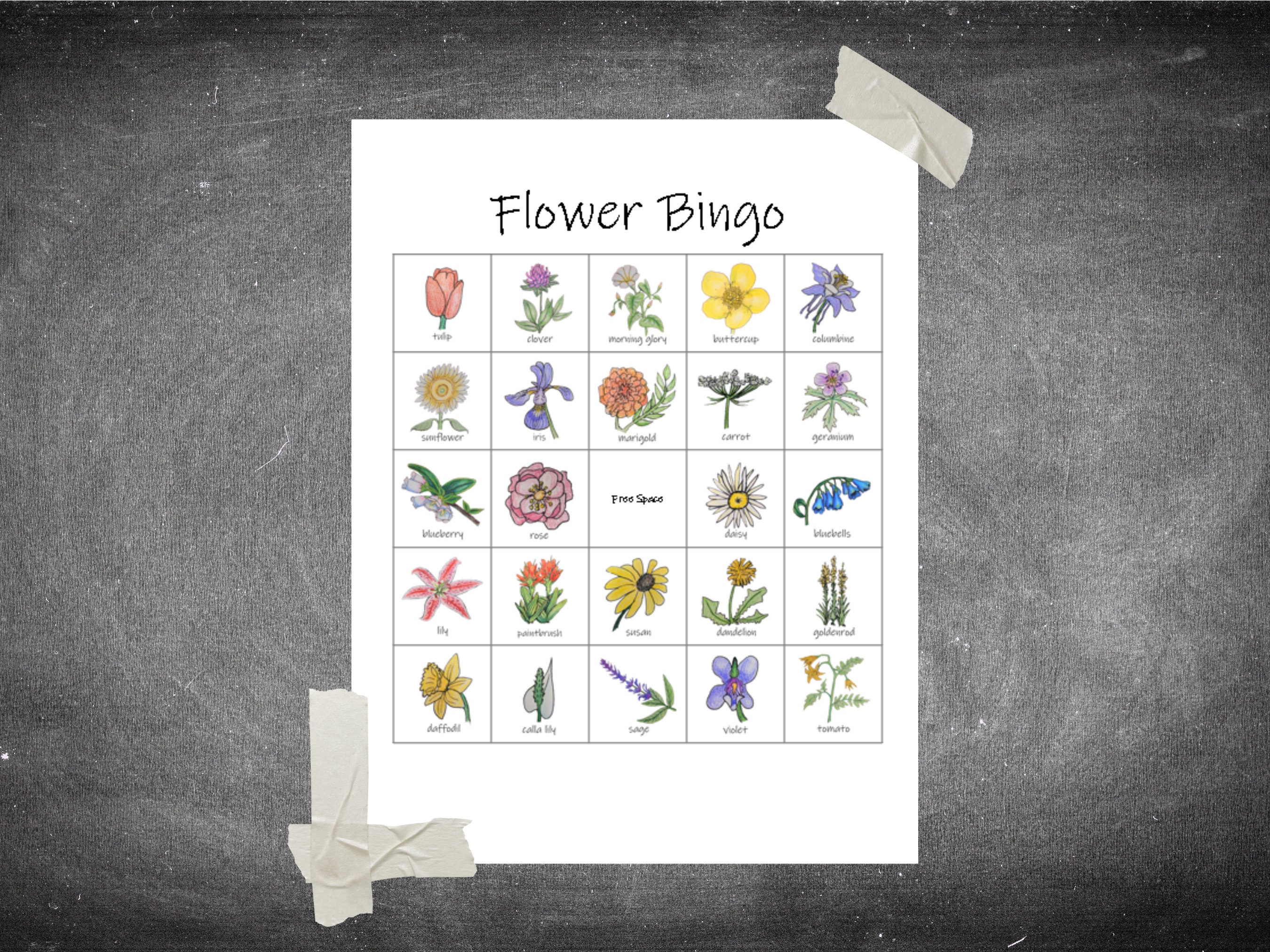 Flower Bingo Set: 25 Unique Bingo Cards With Calling Cards - Etsy