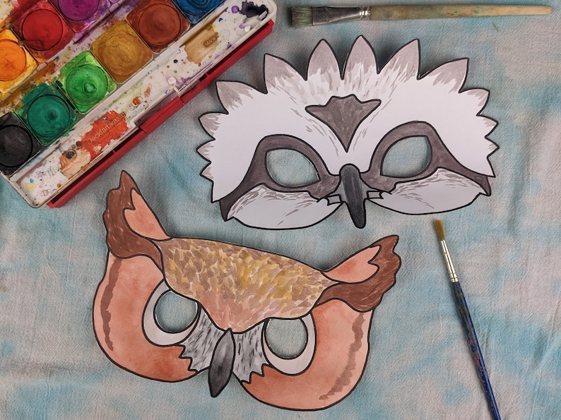 Two Printable Bird Masks: Decorate Your Own Osprey and Owl Masks Crafts ...