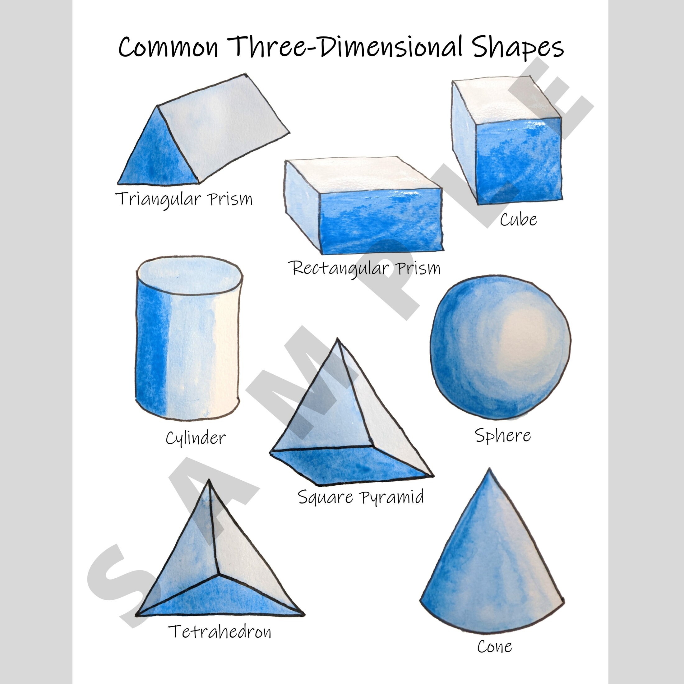 3D Shapes Classroom Poster: common three-dimensional shapes - Etsy España