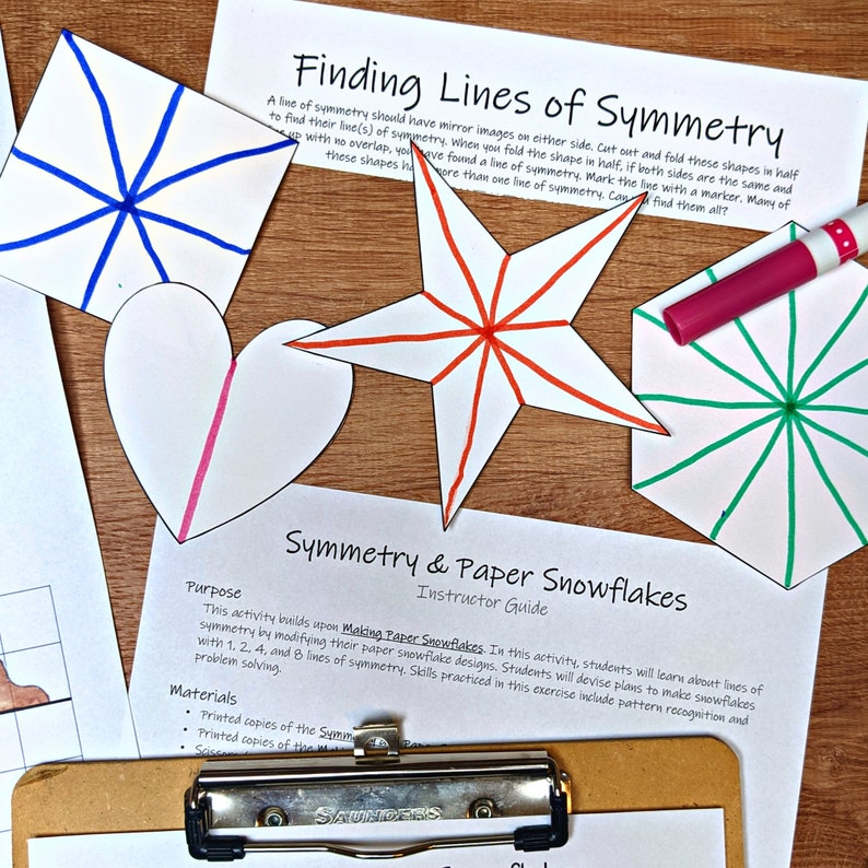 Symmetry Mini Study: Math Worksheets, Snowflake Activities (PDF ...