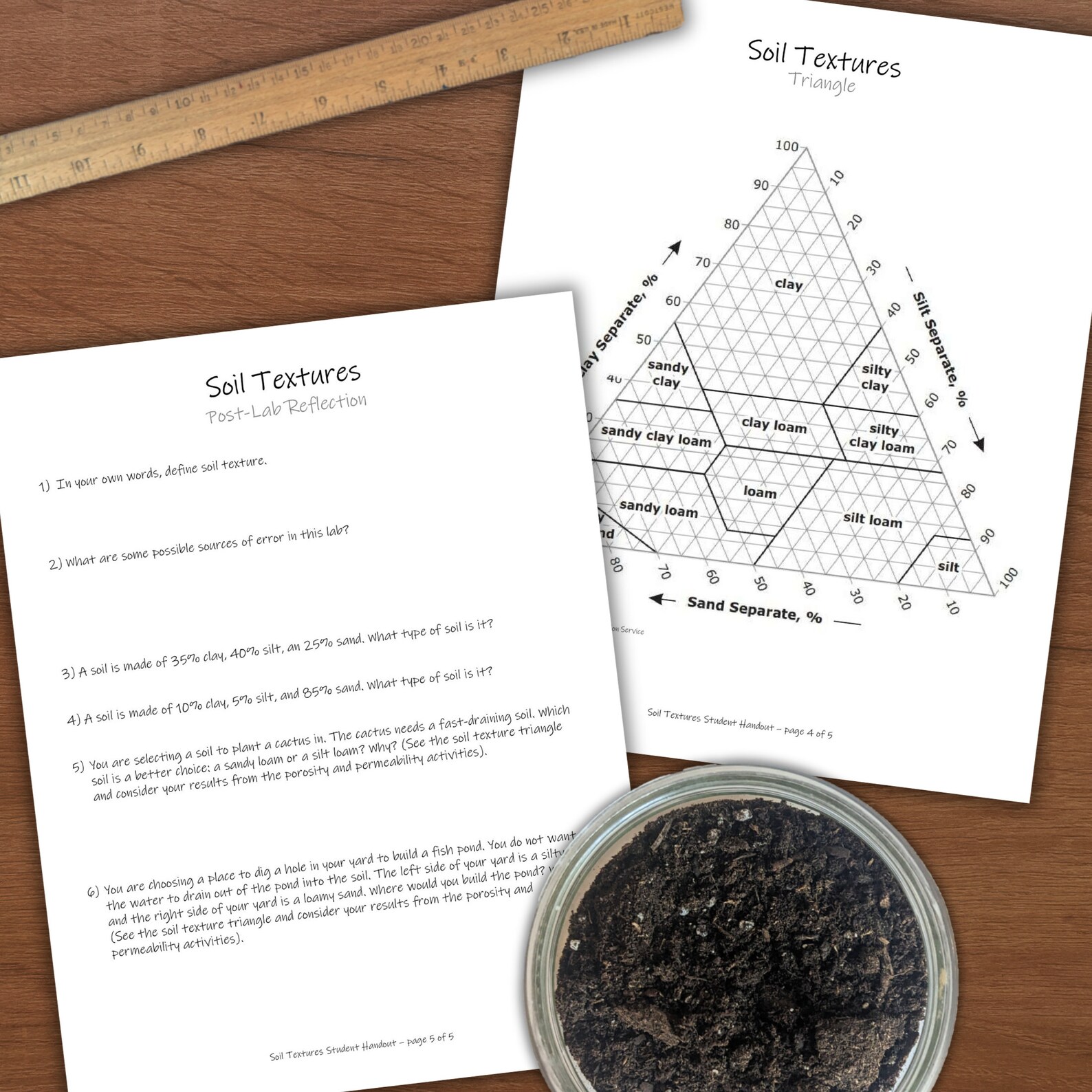 Soil Textures Lab Activities: Science Project With Worksheets, Handouts ...