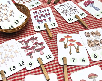 Mushroom Number Cards 1-10 Charlotte Mason Preschool - Etsy