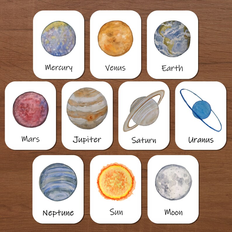 Solar System Three-part Cards: Sun and Planets, Astronomy for Kids ...