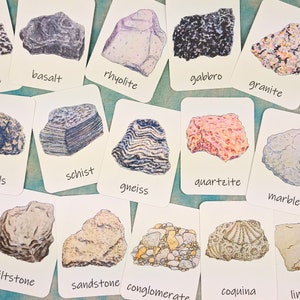 Rock ID Flashcards: Identify Common Igneous, Sedimentary, & Metamorphic ...