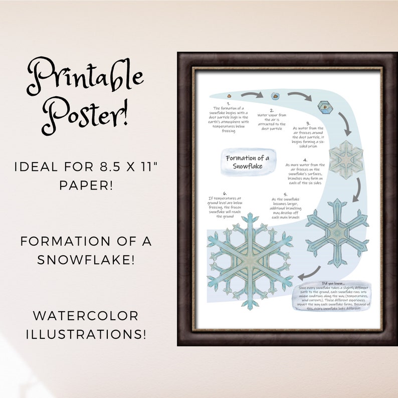 Snowflake Formation Poster: How Snowflakes Form, Science Poster ...
