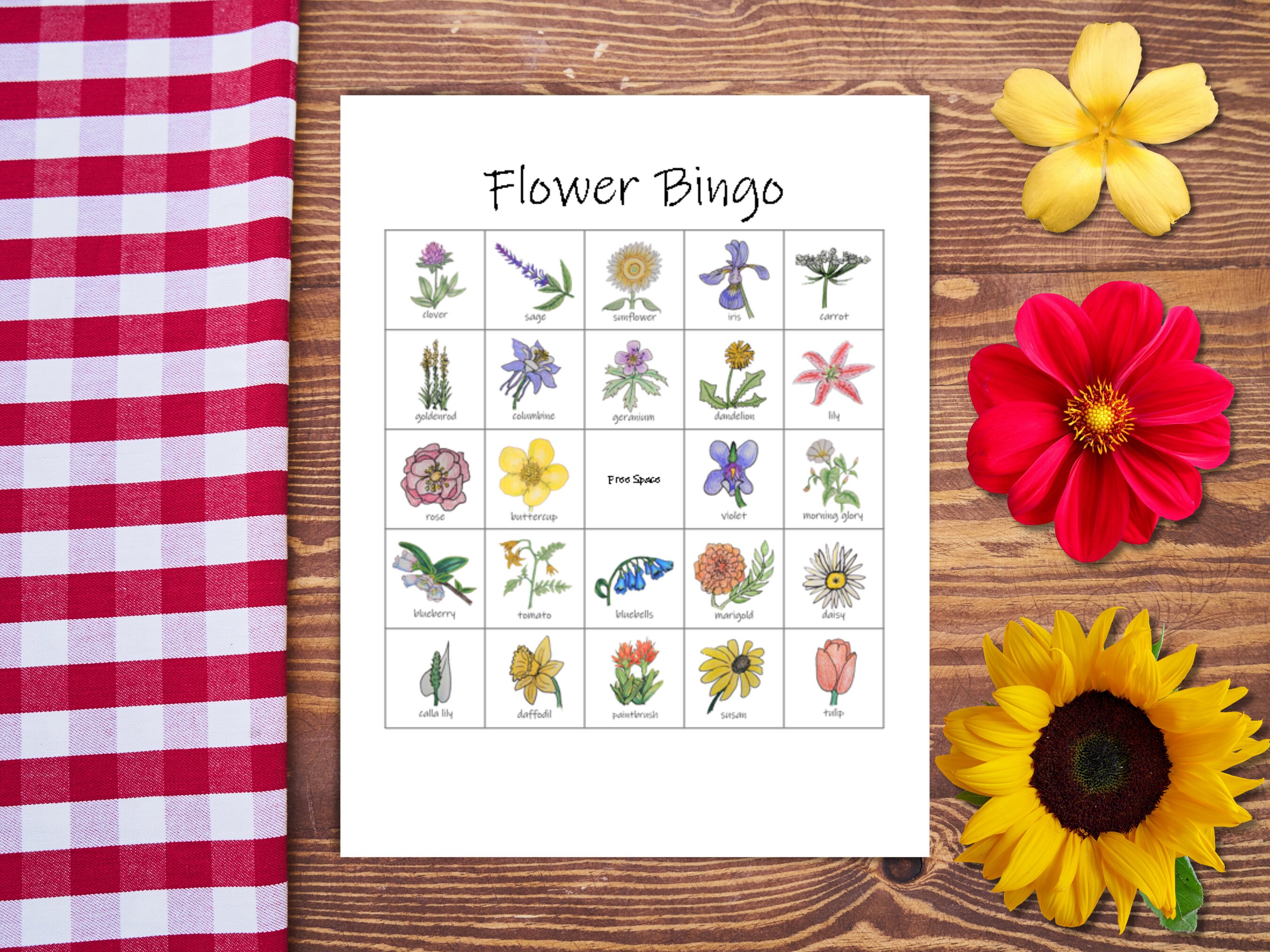 Flower Bingo Set: 25 Unique Bingo Cards With Calling Cards - Etsy