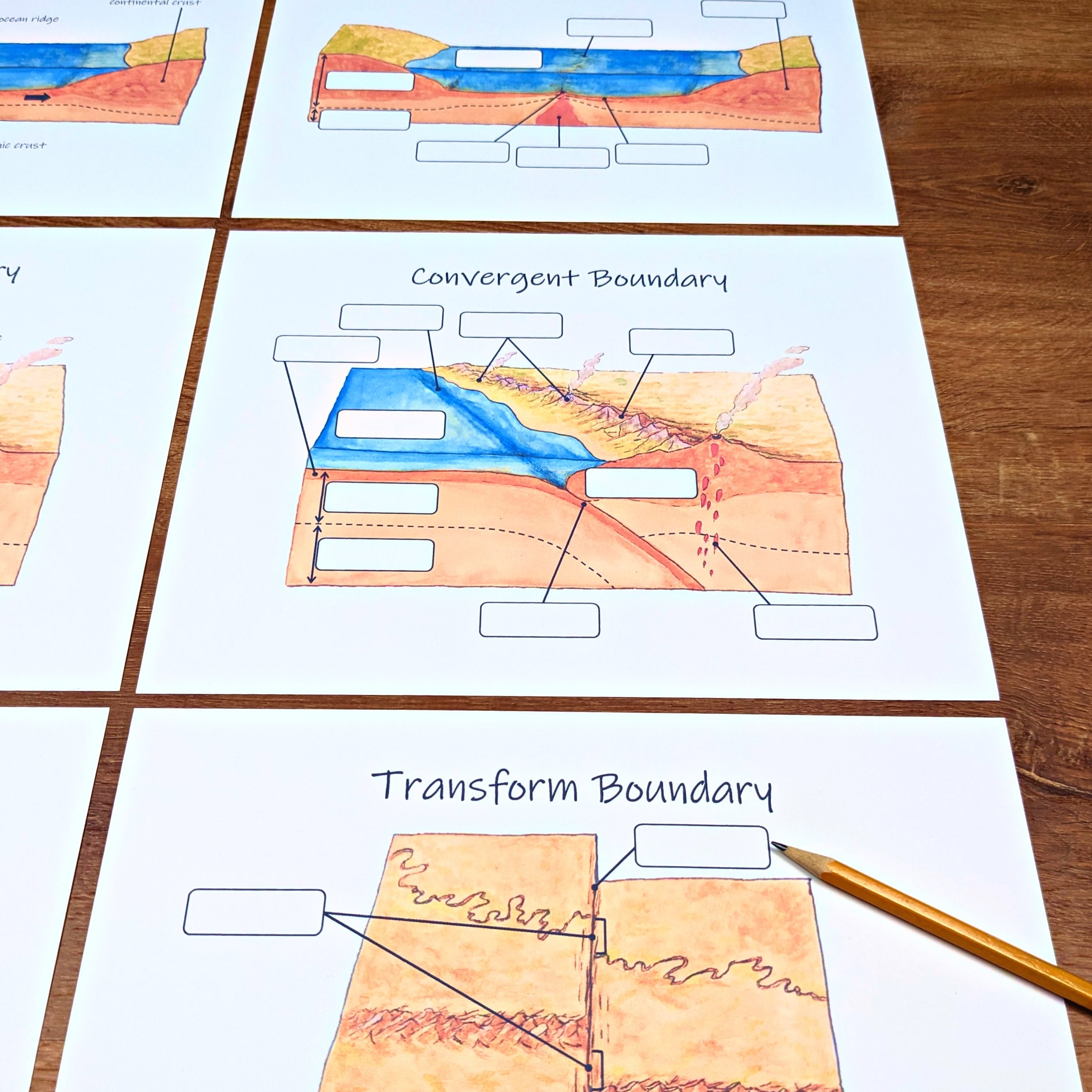 Tectonic Plate Boundary Diagrams: Convergent, Divergent, and Transform ...